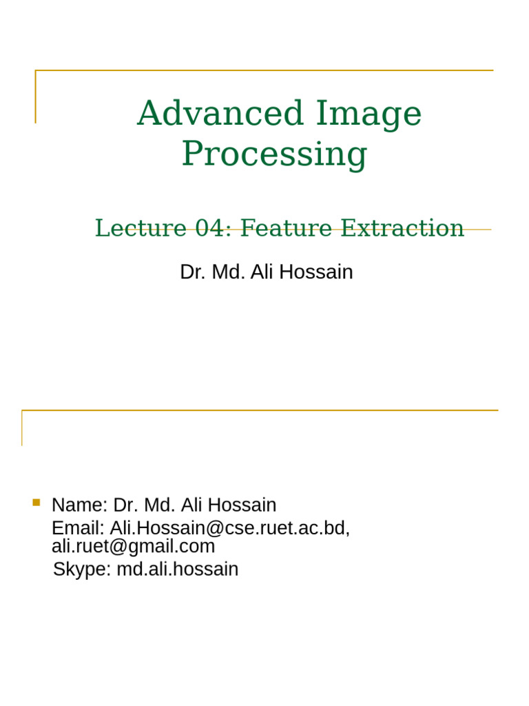 Lecture 4 - Feature Extraction | PDF