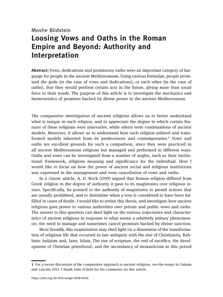 Loosing Vows and Oaths in The Roman | PDF