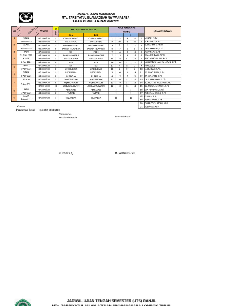 Jadwal Mid 2024 | PDF