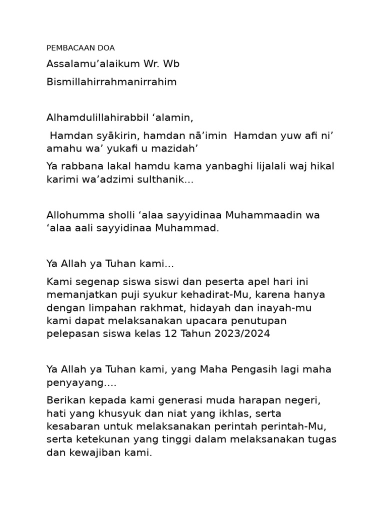 Pembacaan Doa | PDF