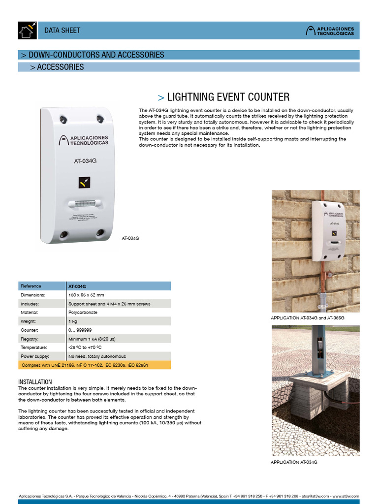 AT-034G Lightning Event Counter | PDF | Electrical Engineering ...