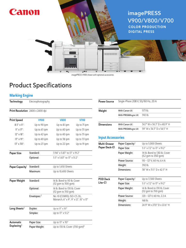 imagePRESS V900 Series Spec Sheetpdf | PDF