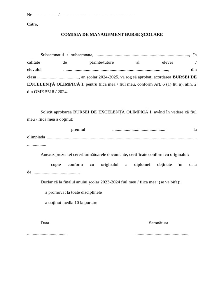 Cereri Acordare Burse | PDF