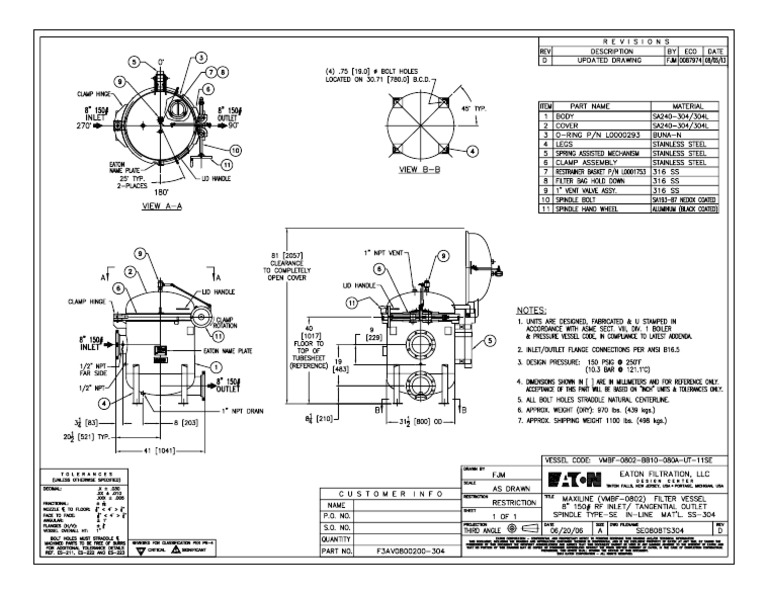 Eaton MAXILINE 304 Drawing 8inch InLine 8 Bag Vessel SE0808TS304 en | PDF