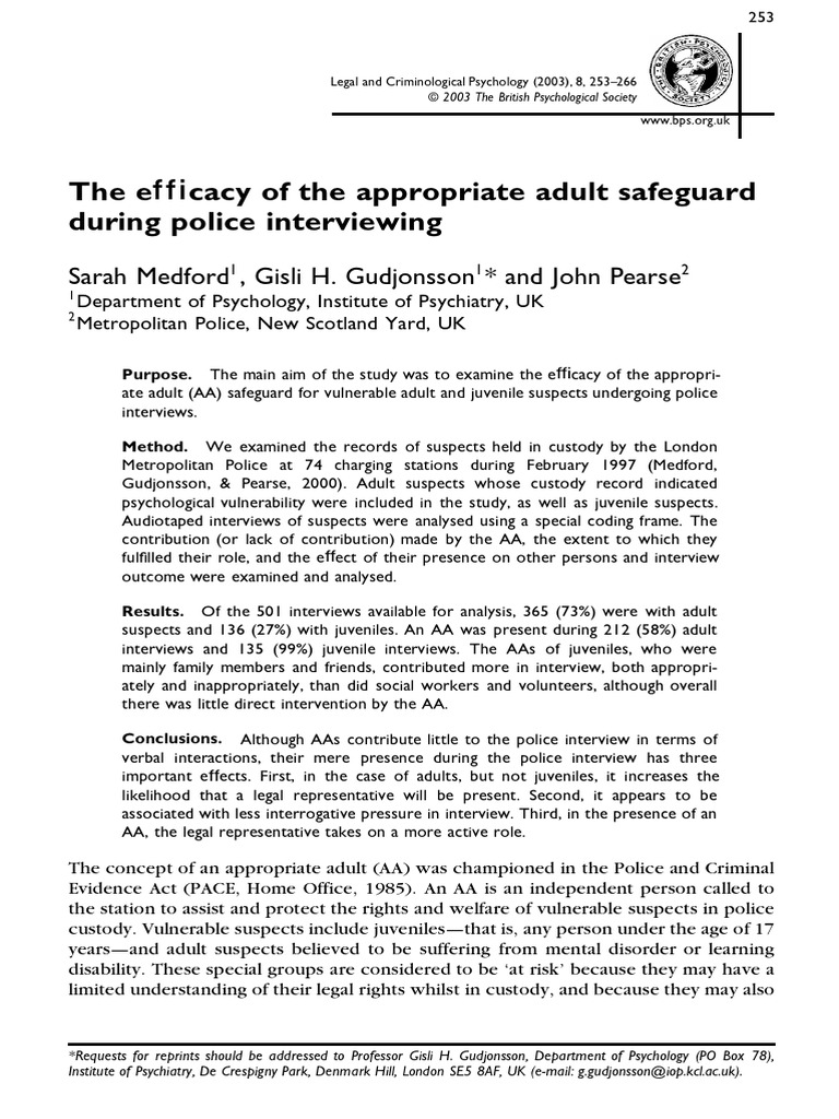 Appropriate Adult | PDF