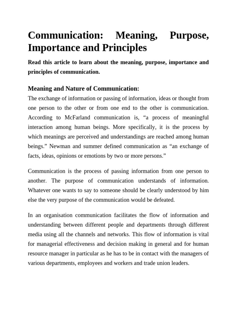 Understanding The Purpose of Communication | PDF
