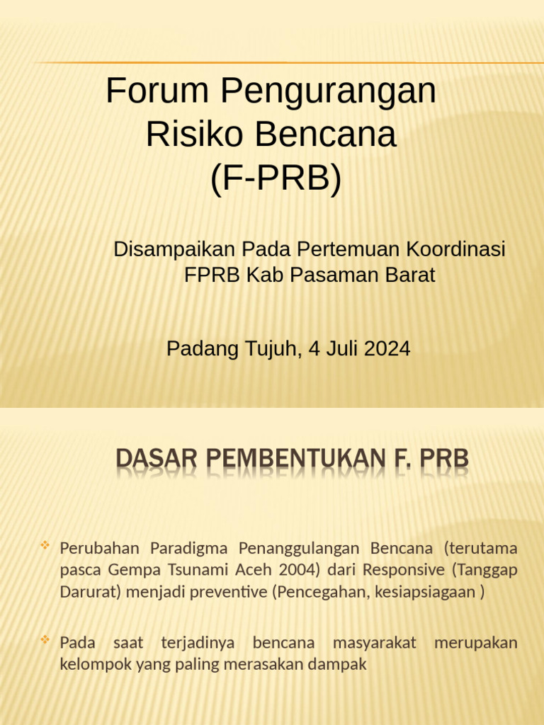Bahan Rapat FPRB Pasbar 2024 | PDF