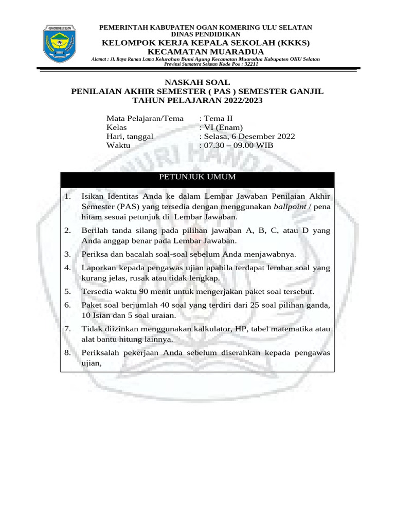 Tema II Kelas 6 | PDF