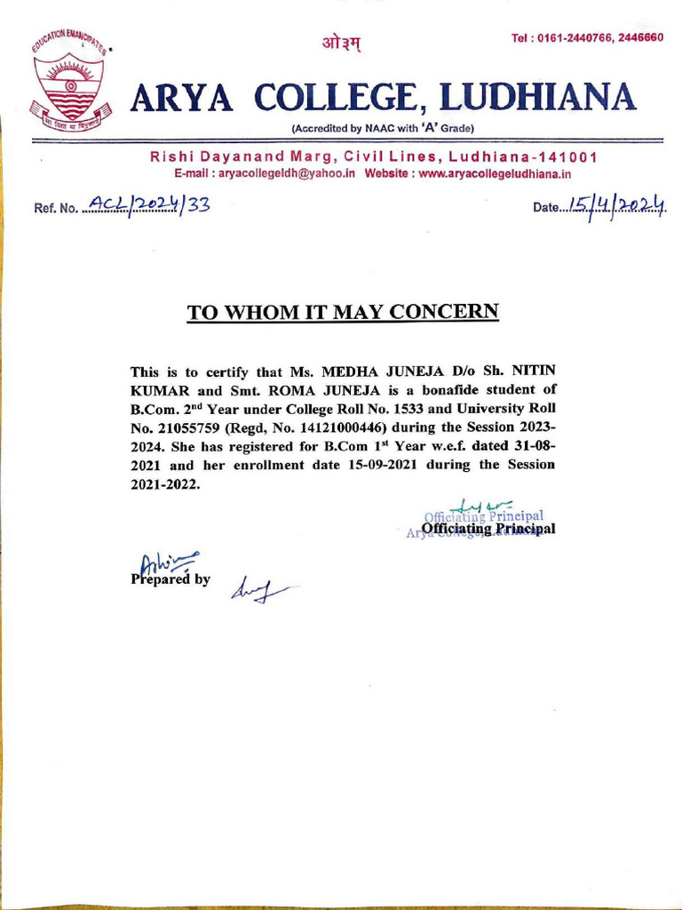 Enrolment Letter - Compressed | PDF