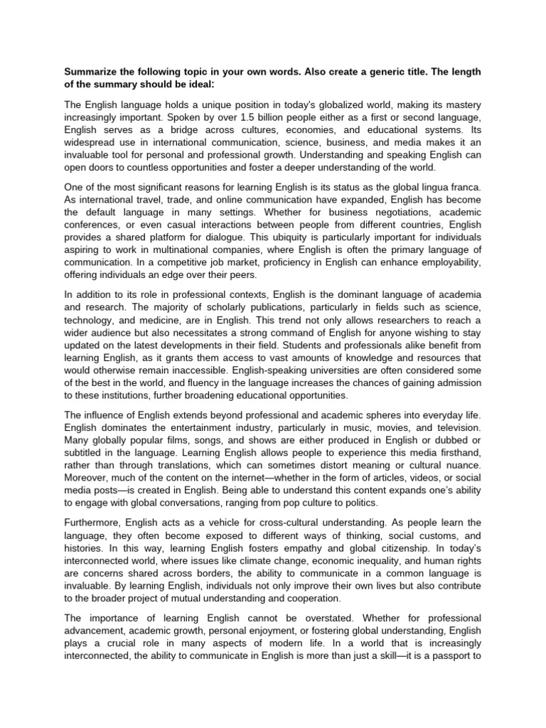 summary writing skills | PDF