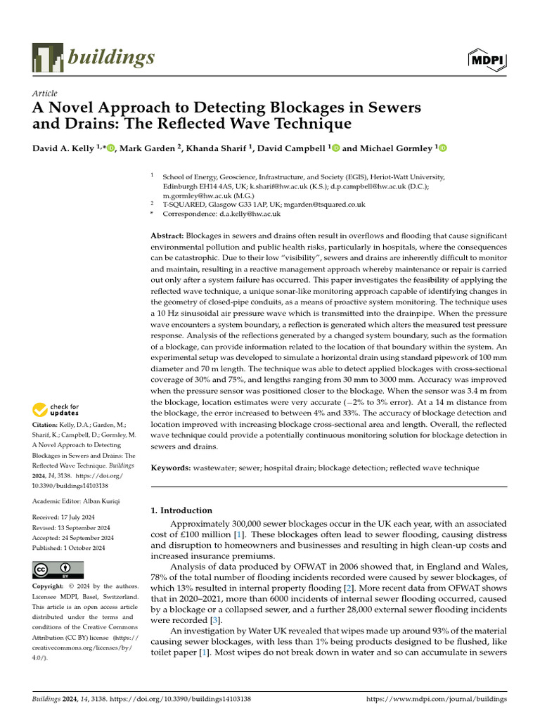 A Novel Approach To Detecting Blockages in Sewers | PDF | Sanitary ...