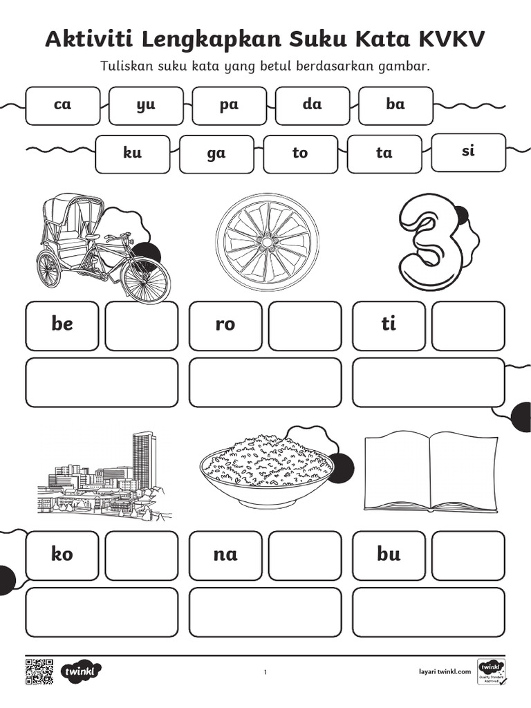 My BM 1700178394 Aktiviti Lengkapkan Suku Kata KVKV - Ver - 1 | PDF
