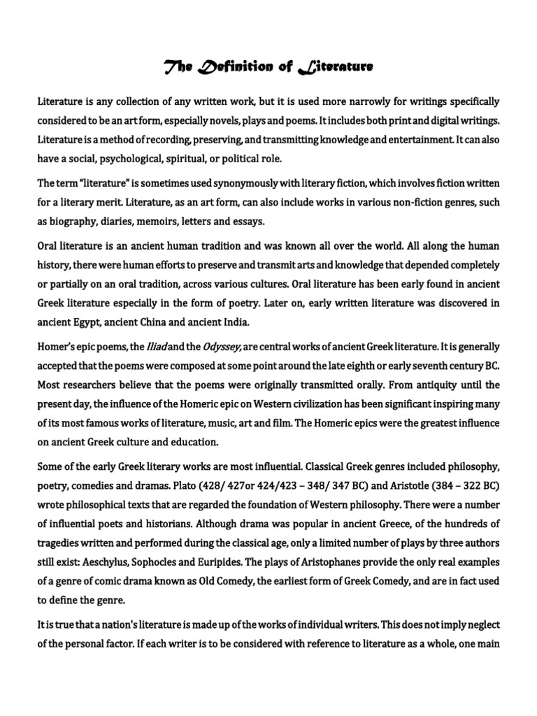 Lec. 1. Introduction To Literature | PDF