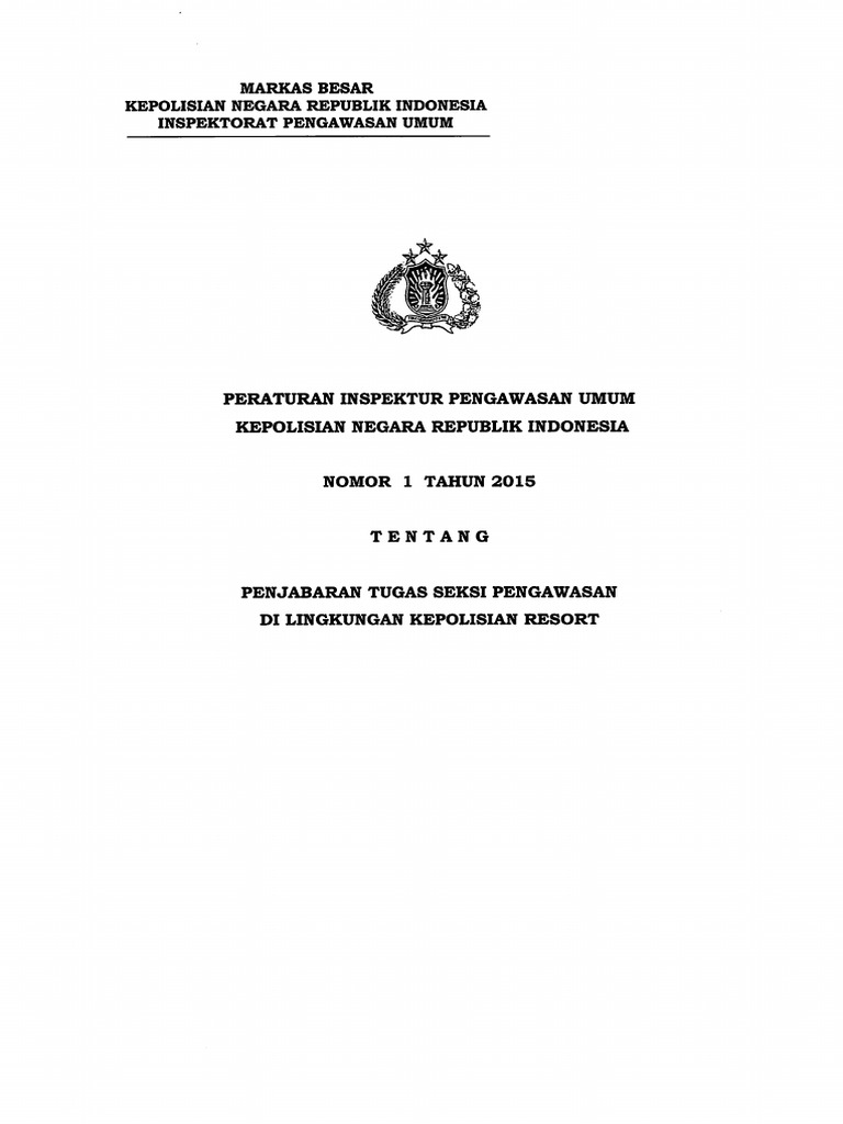 Per Irwasum No 1 THN 2015 TTG Penjabaran TGS Siewas Di Lingk Resort | PDF