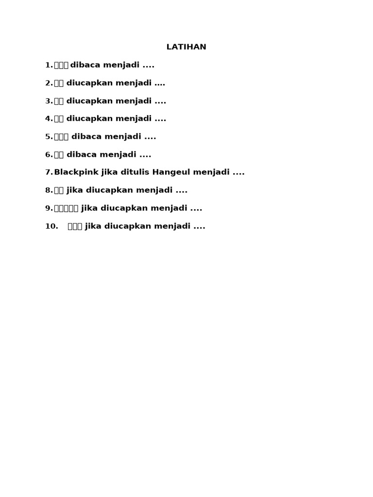 Latihan Batchim 1 - 3 | PDF