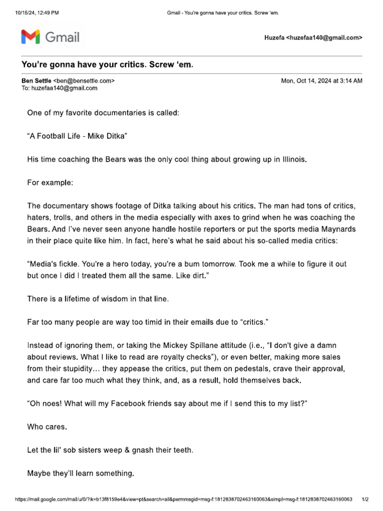 Ben Settle Email | PDF