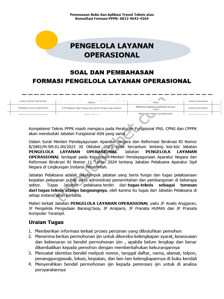 Pengelola Layanan Operasional | PDF