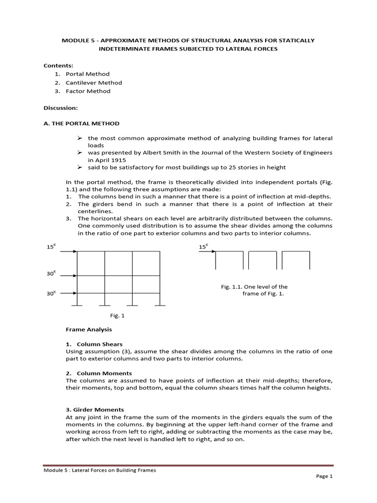 Module-5-Approximate Analysis of Building Frames Subjected to Lateral Loads | PDF