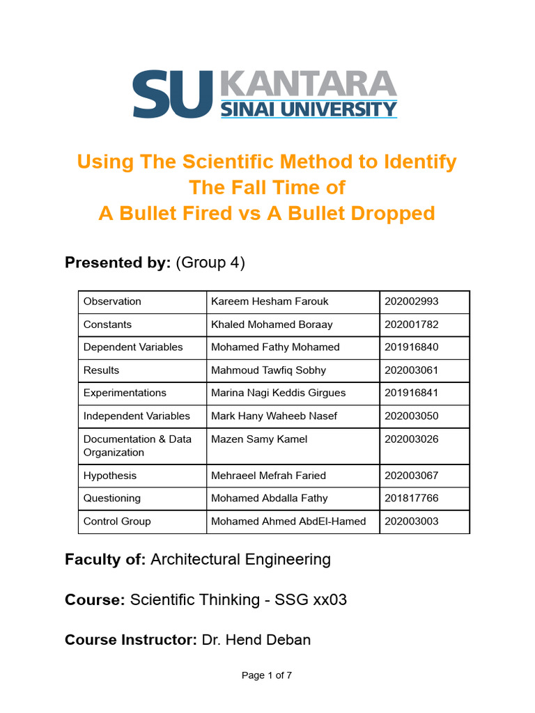 Bullet Drop vs. Bullet Fired Experiment | PDF | Experiment | Science ...
