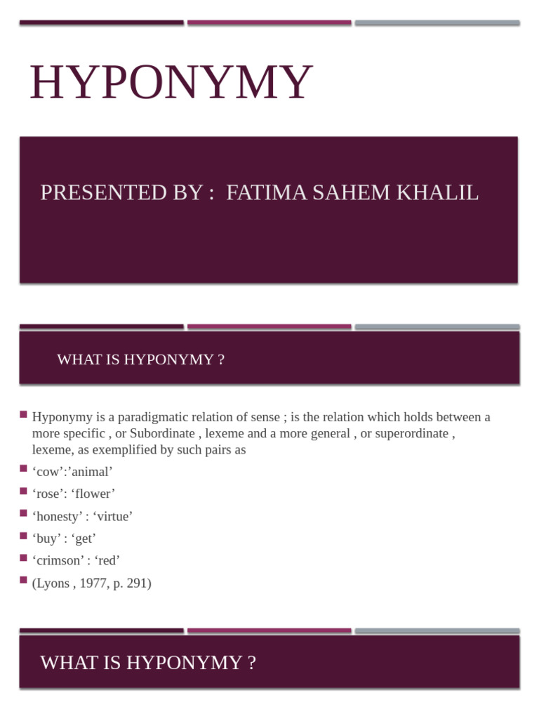 Hyponymy Pre | PDF