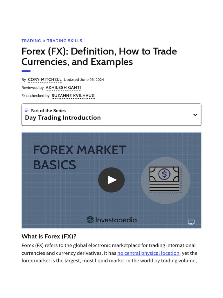 Forex (FX) - Definition, How To Trade Currencies, and Examples | PDF