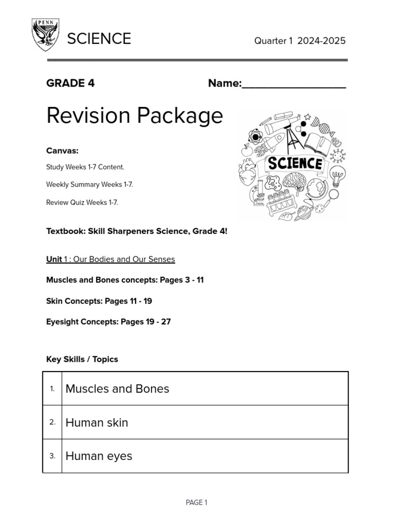 GRADE 4 - SCIENCE - Q1 - Revision Package - 2024 - 2025 | PDF