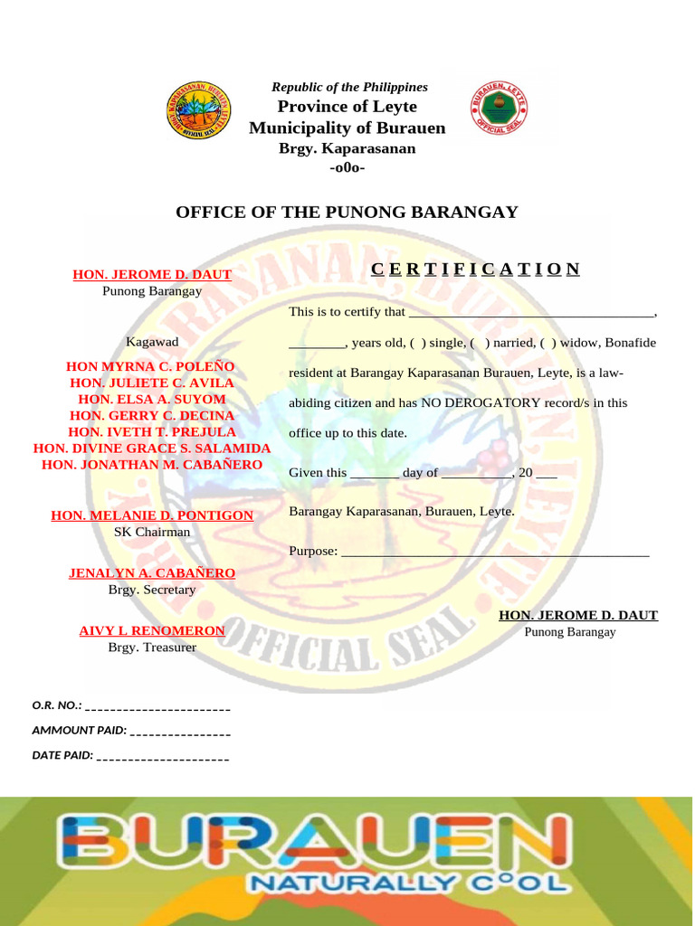 Barangay Certification | PDF