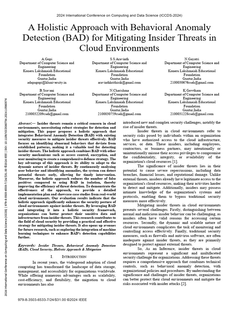 A Holistic Approach With Behavioral Anomaly Detection BAD For ...