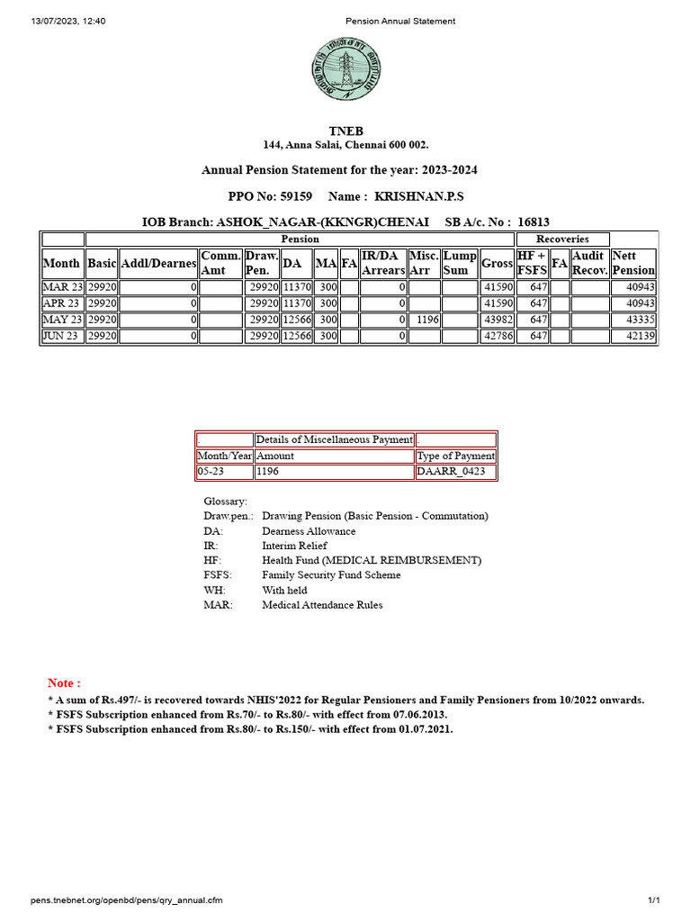 Pension Annual Statement 2 | PDF