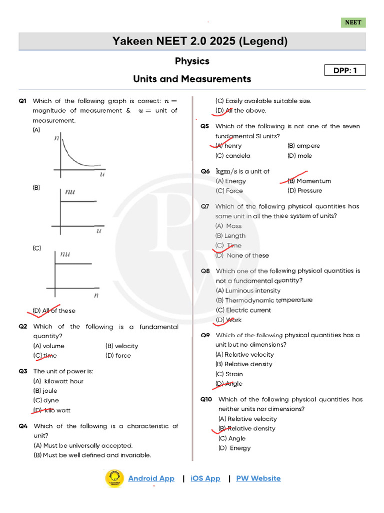 Units and Measurements DPP 01 | PDF