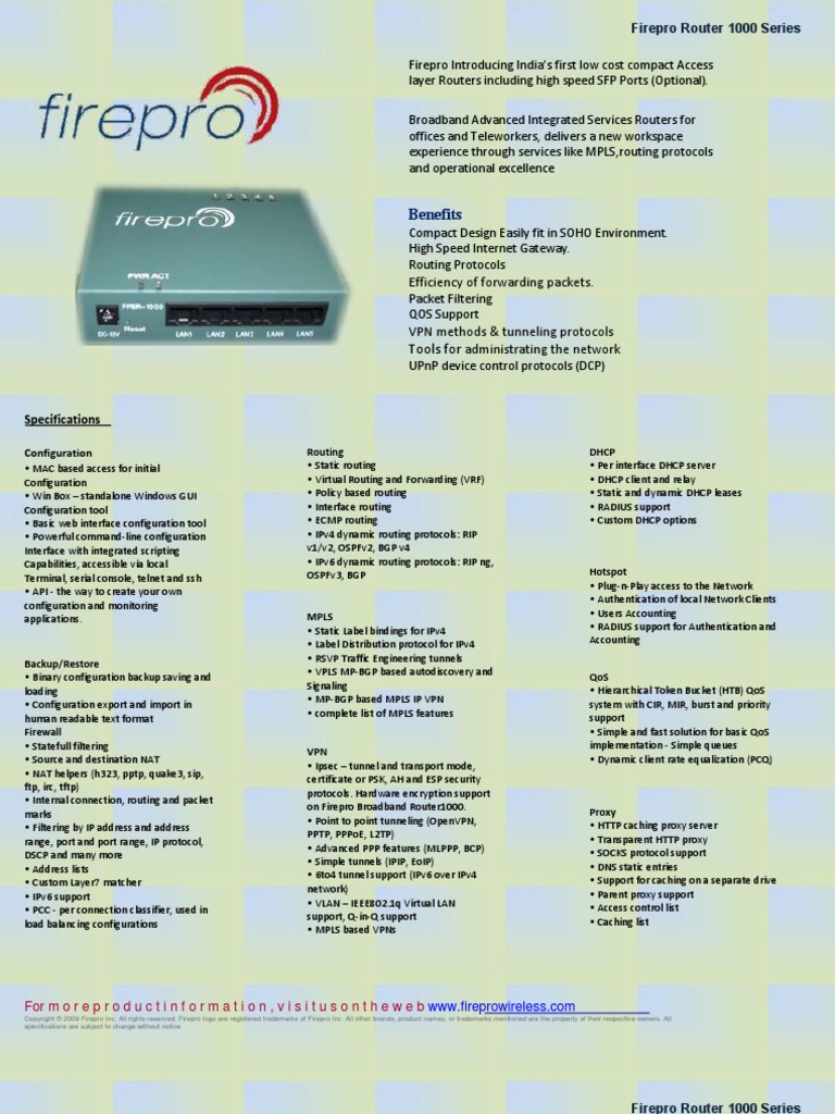 Firepro Router Spec 1000 | PDF | Multiprotocol Label Switching | Networking