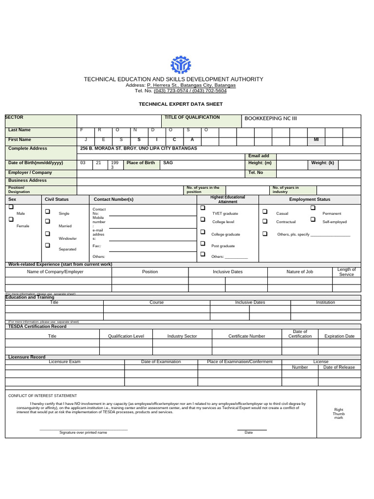 43 B. Technical-Expert-Data-Sheet | PDF
