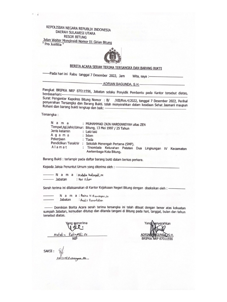 BA Serah Terima BB-Muhammad Zain | PDF