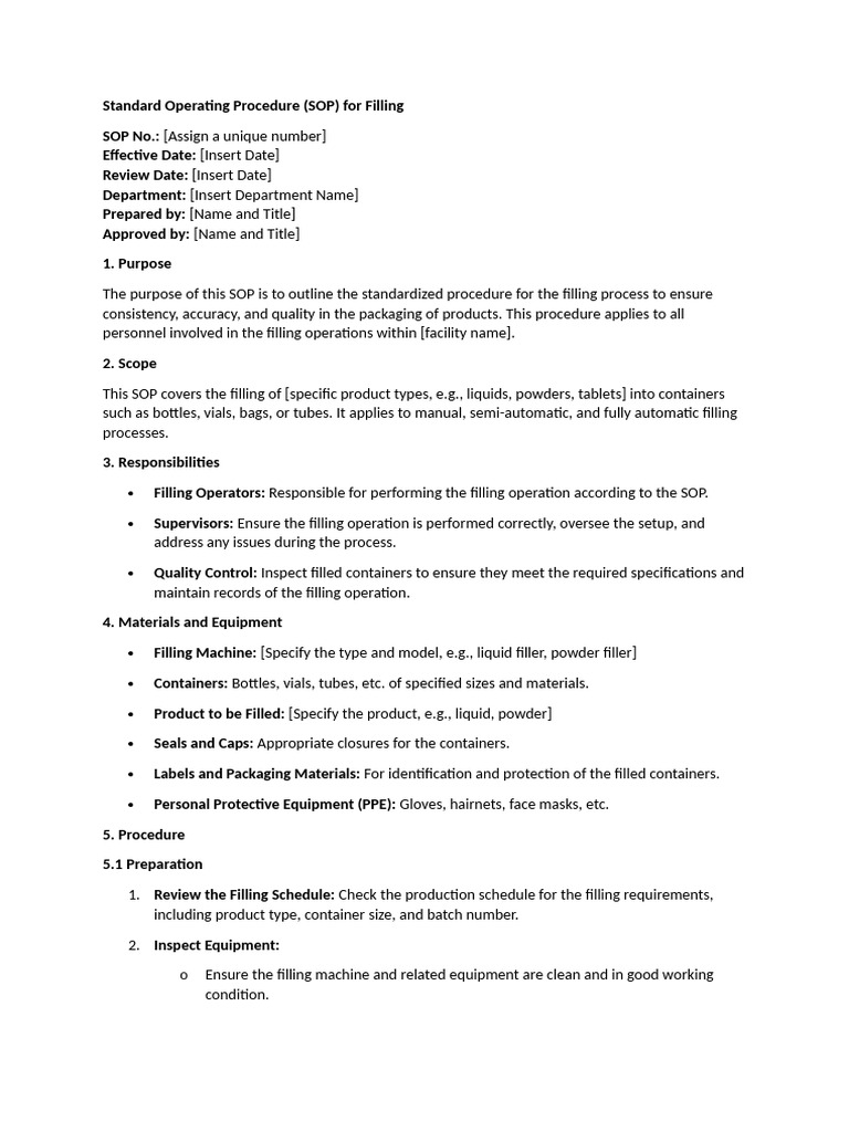Sop For Filling | PDF