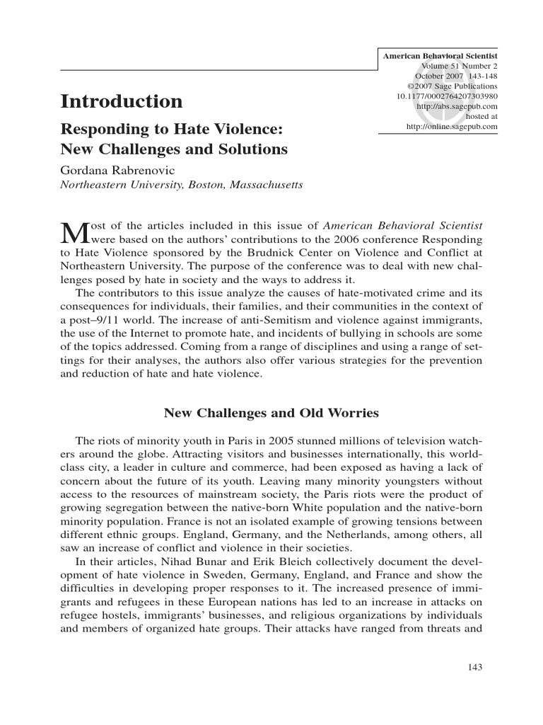 c3 Introduction Responding To Hate Violence | PDF | Violence | Social ...