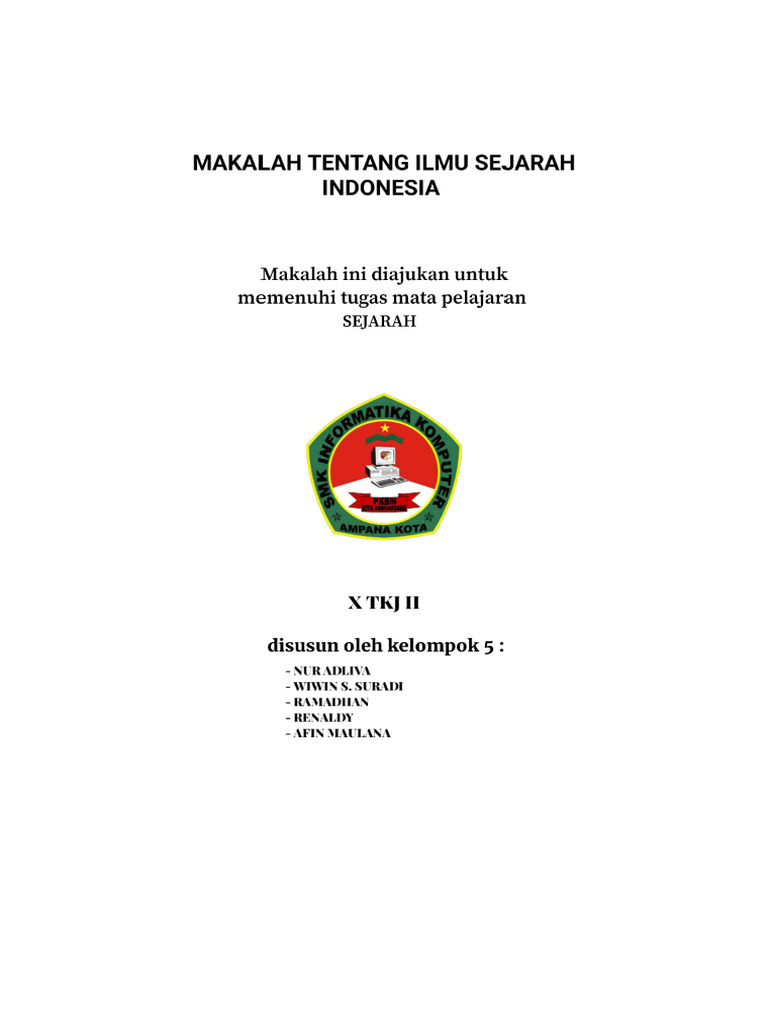 PDF tugas makalah ilmu sejarah x tkj 2 | PDF