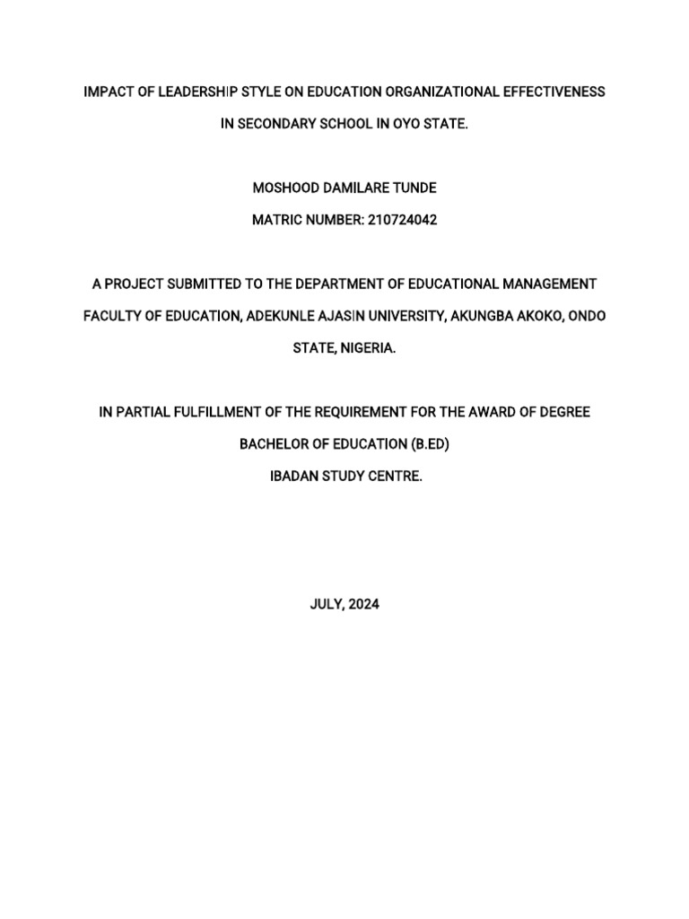 Project On Leadership Copy2 | PDF | Leadership | Teachers