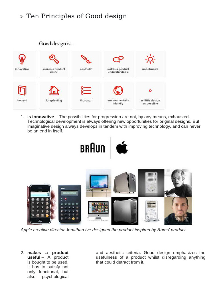 Ten Principles of Good design | PDF