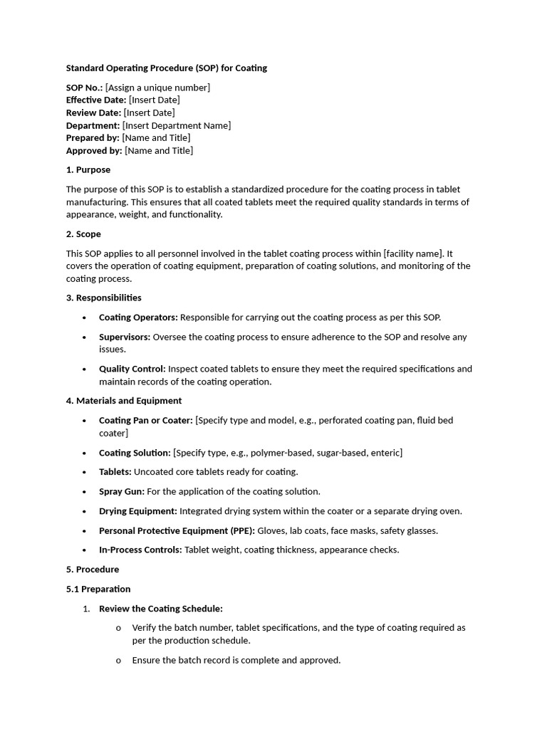 Sop For Coating | PDF