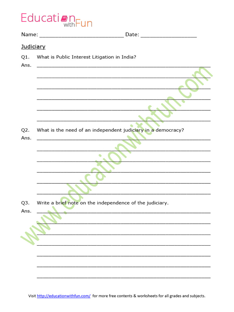 Judiciary Worksheet 3 | PDF