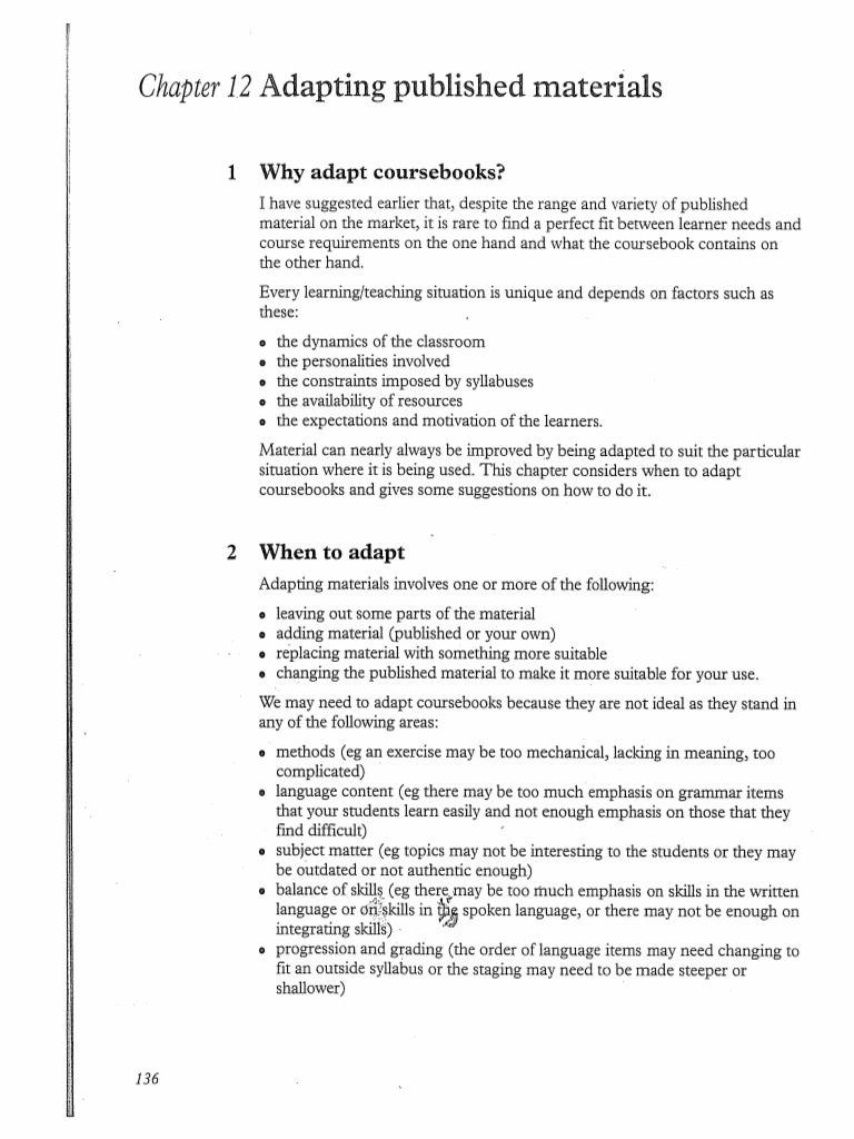 Cunningsworth (1998) - Adapting Published Materials | PDF