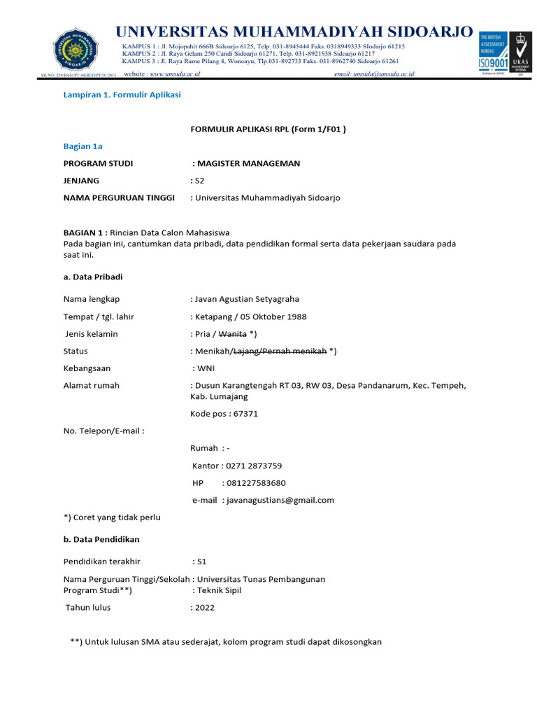 Form-Permohonan-RPL | PDF
