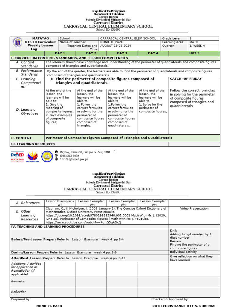 Lesson Log WEEK 4 | PDF | Cognition | Behavior Modification