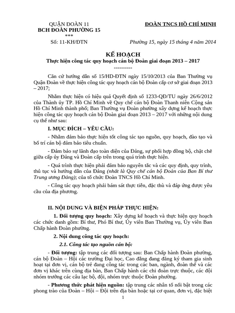 KH 11 Quy Hoach Can Bo Giai Doan 2013 2017 | PDF | Ho Chi Minh City | Career & Growth