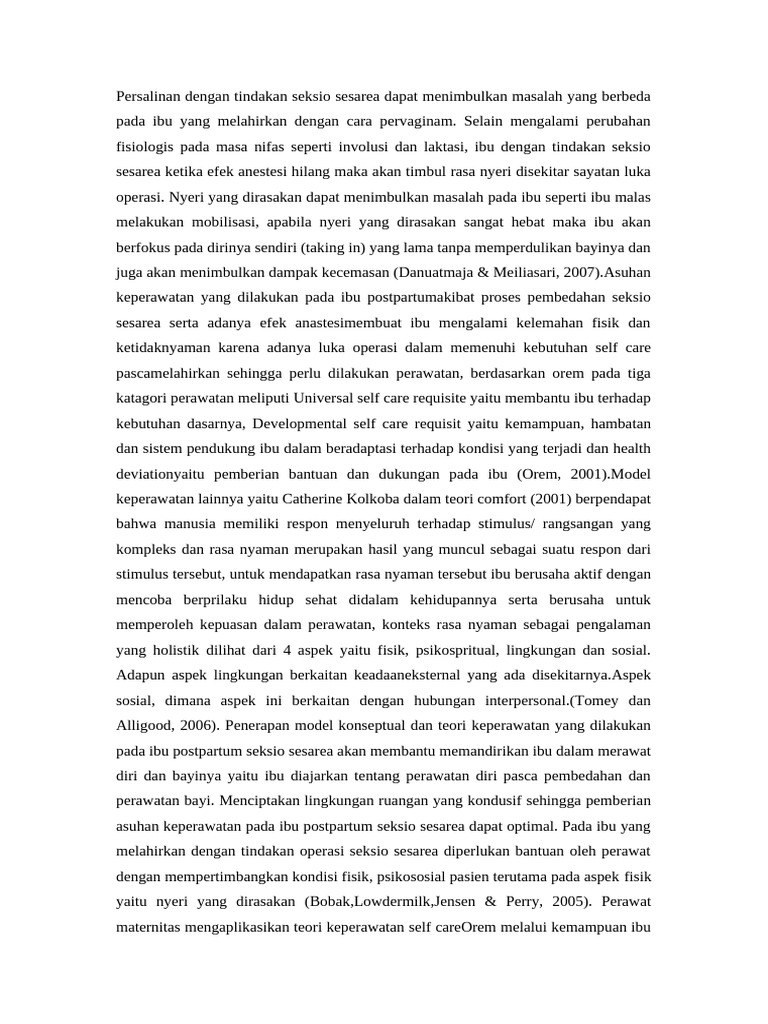 Contoh Teori Orem Buat Post Partum | PDF