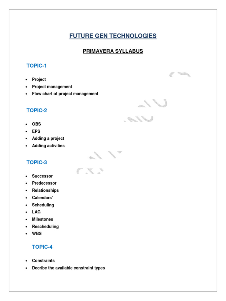 8 Primavera Syllabus | PDF