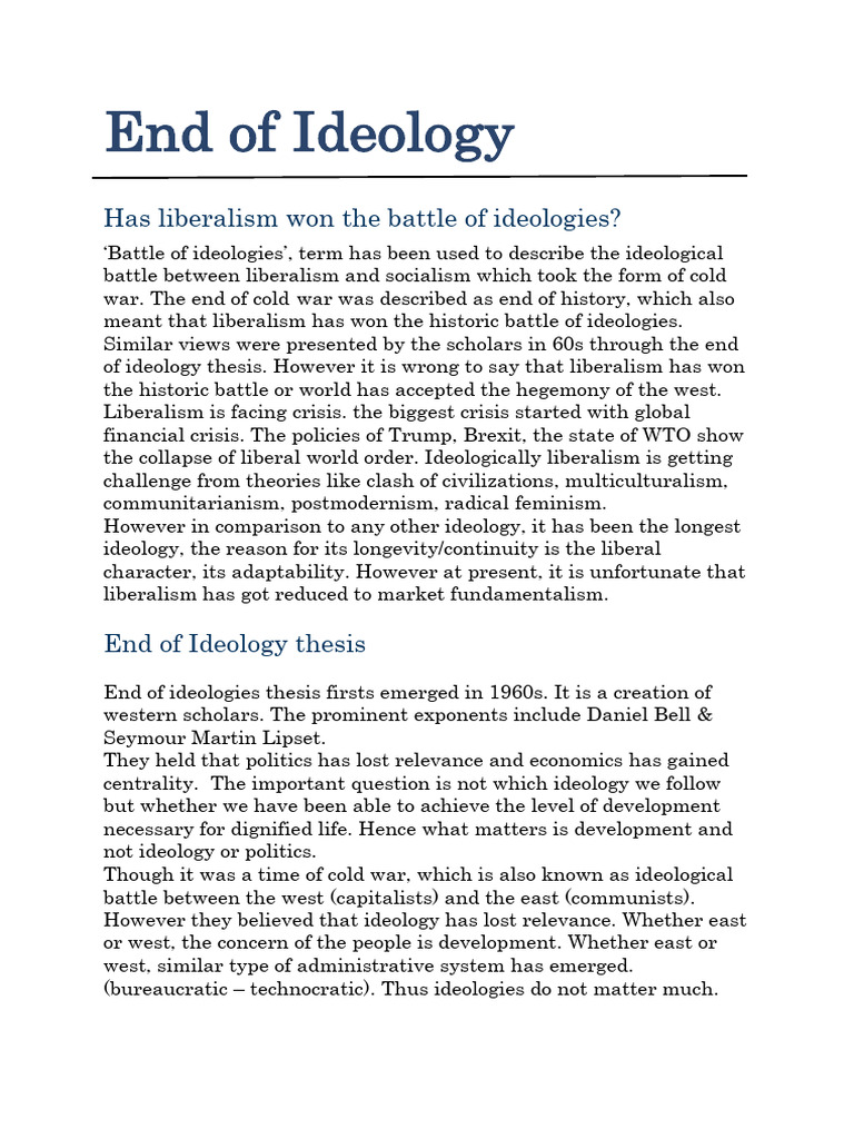 End of Ideology PSIR | PDF
