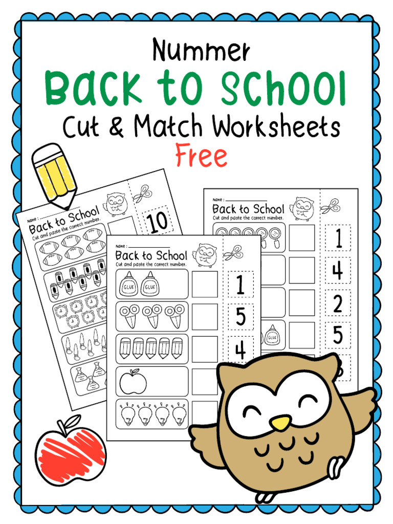 Countbacktoschoolnumber110CutandPasteMatchto10WorksheetsFree 1 | PDF