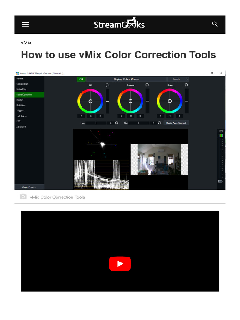 How To Use Vmix Color Correction Tools - StreamGeeks | PDF