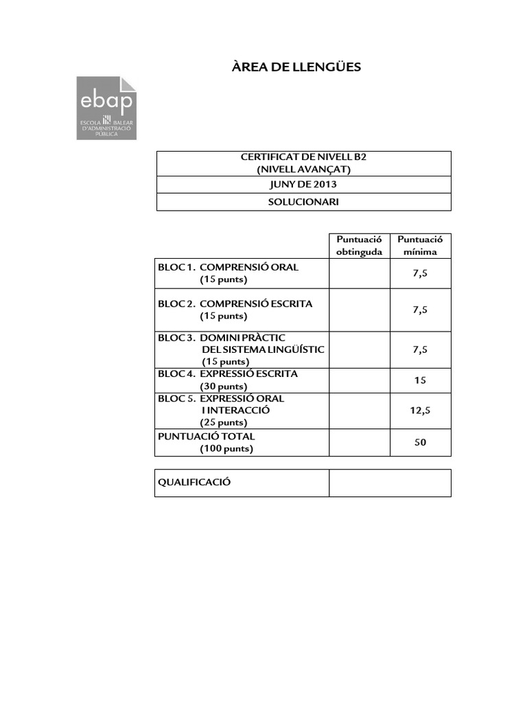 2013 Solucionari B2 | PDF